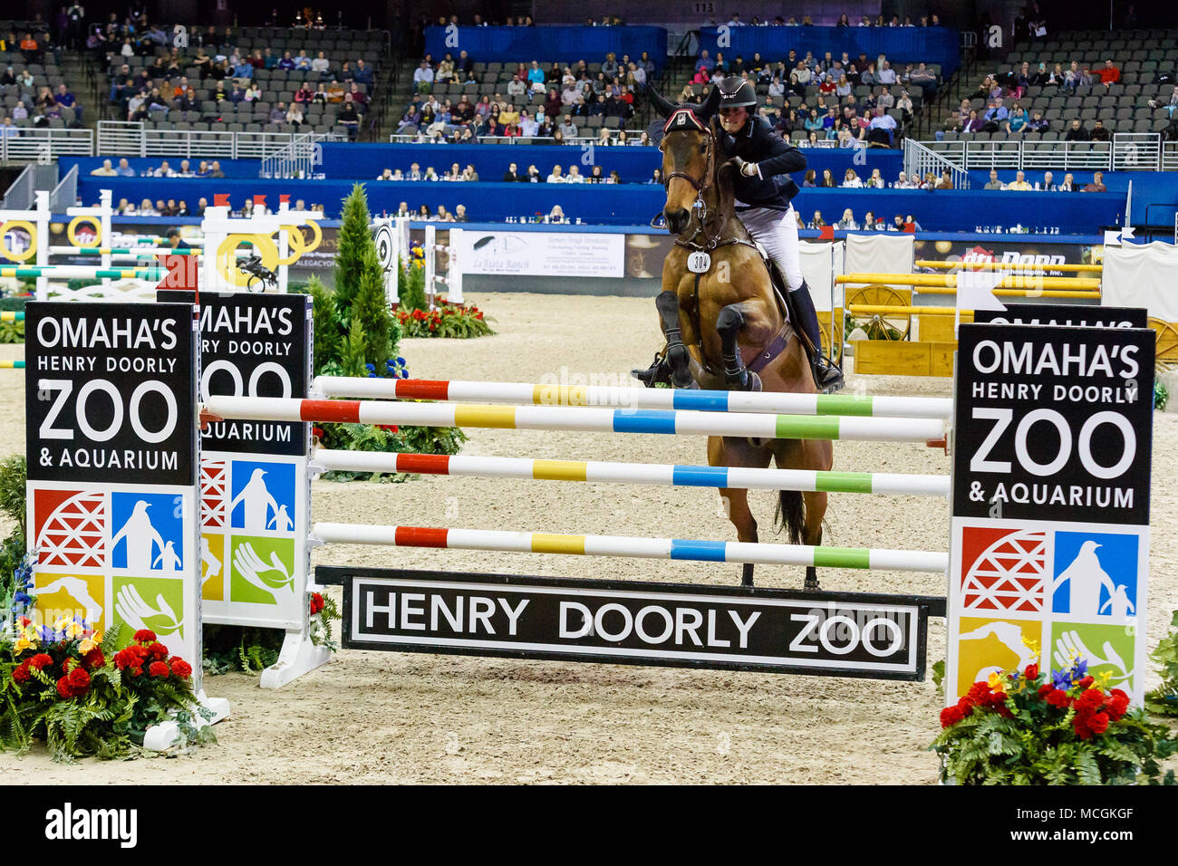 Omaha, NE U.S. 15th Apr, 2018. Shannon Hicks riding Emir D during the ...