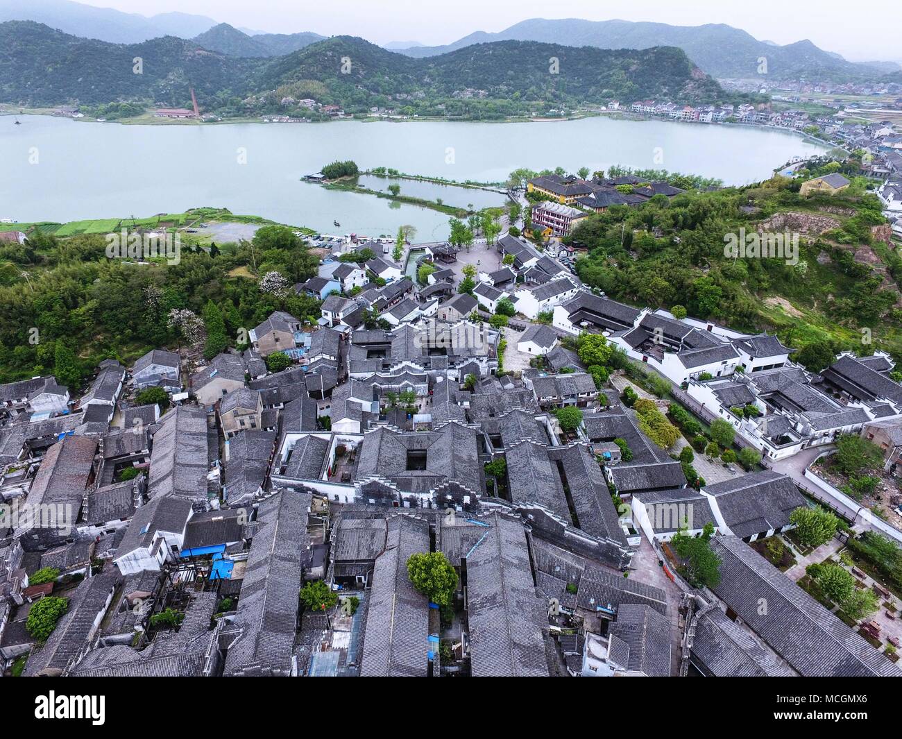 Cixi. 17th Apr, 2018. Aerial photo taken on April 17, 2018 shows the ...