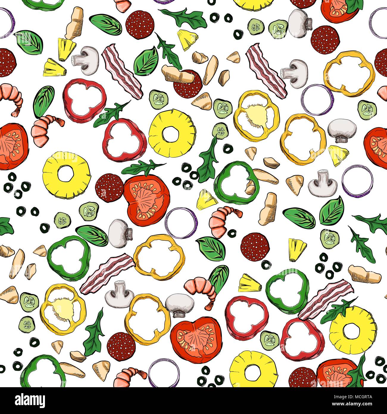 Seamless food ingredients vector pattern. For your design Stock Vector ...