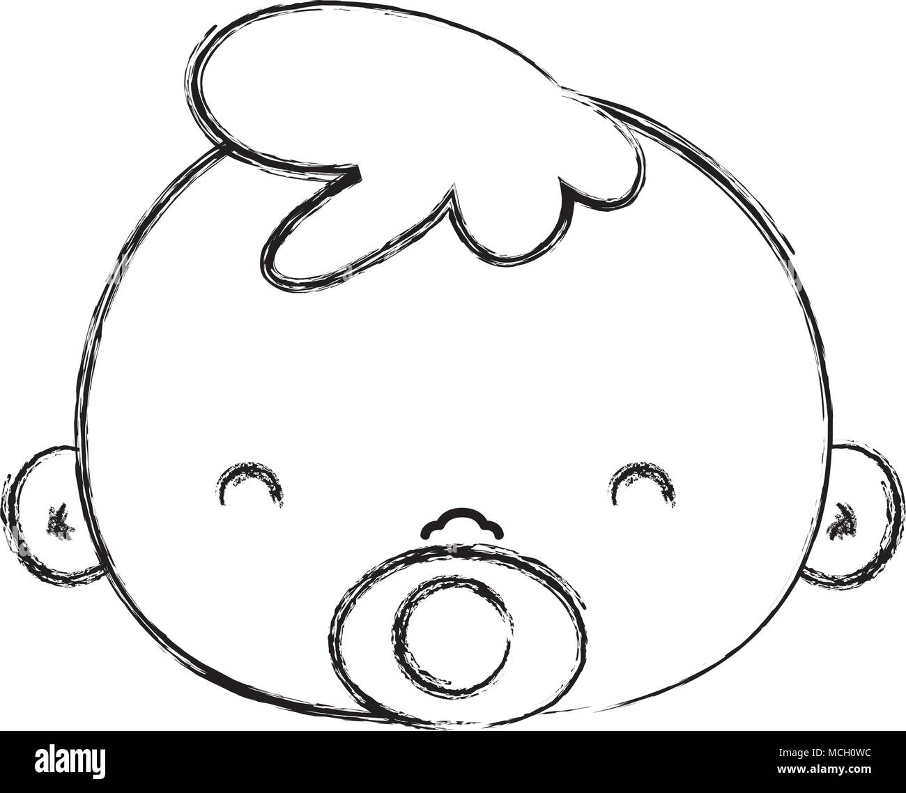 grunge baby boy head with pacifier object vector illustration Stock ...
