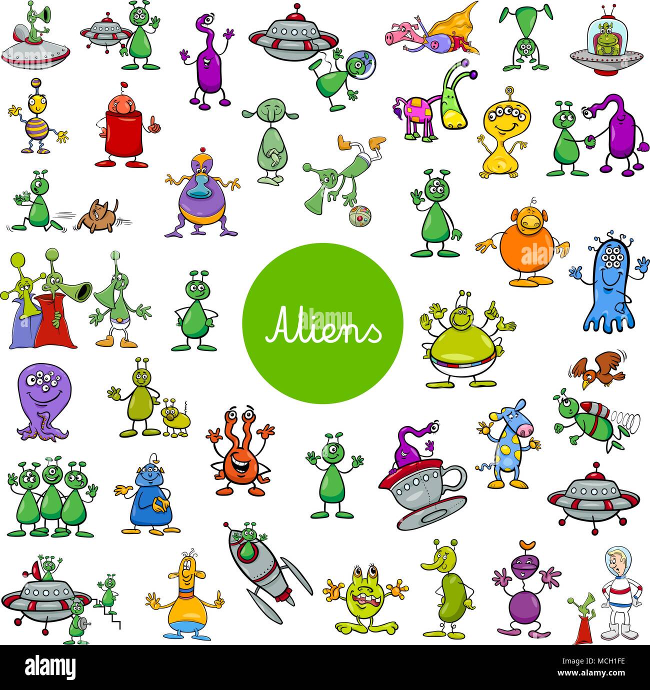 Aliens martians cartoon illustration hi-res stock photography and ...