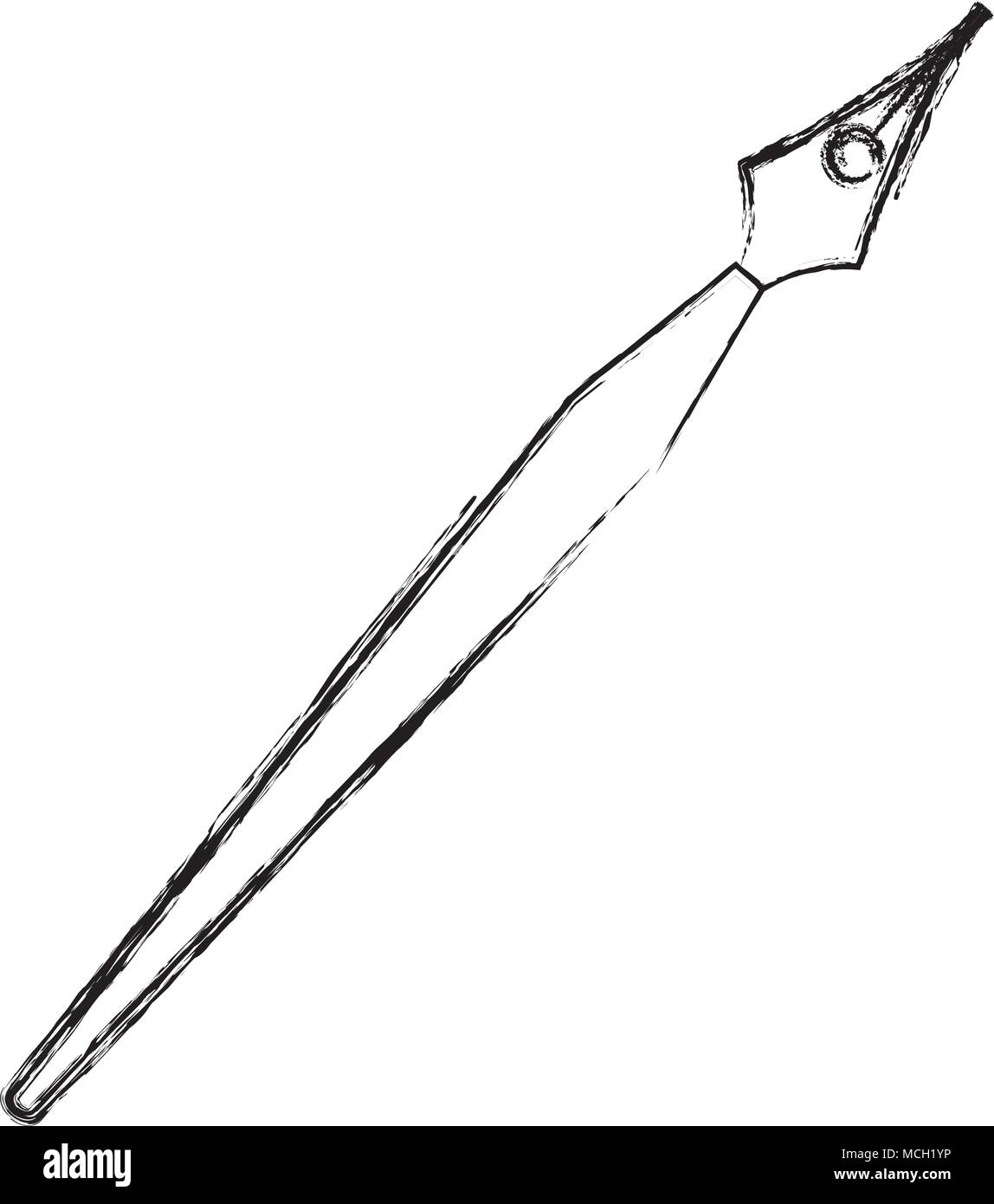 grunge art feather pen object design vector illustration Stock Vector ...