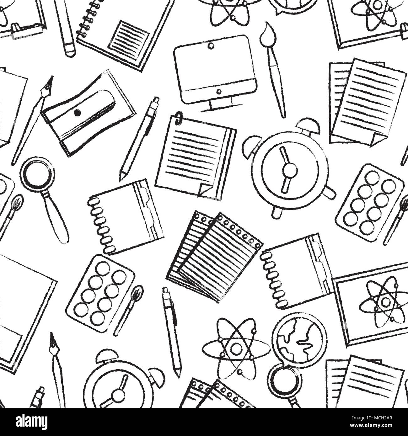 grunge education school tools background design vector illustration ...