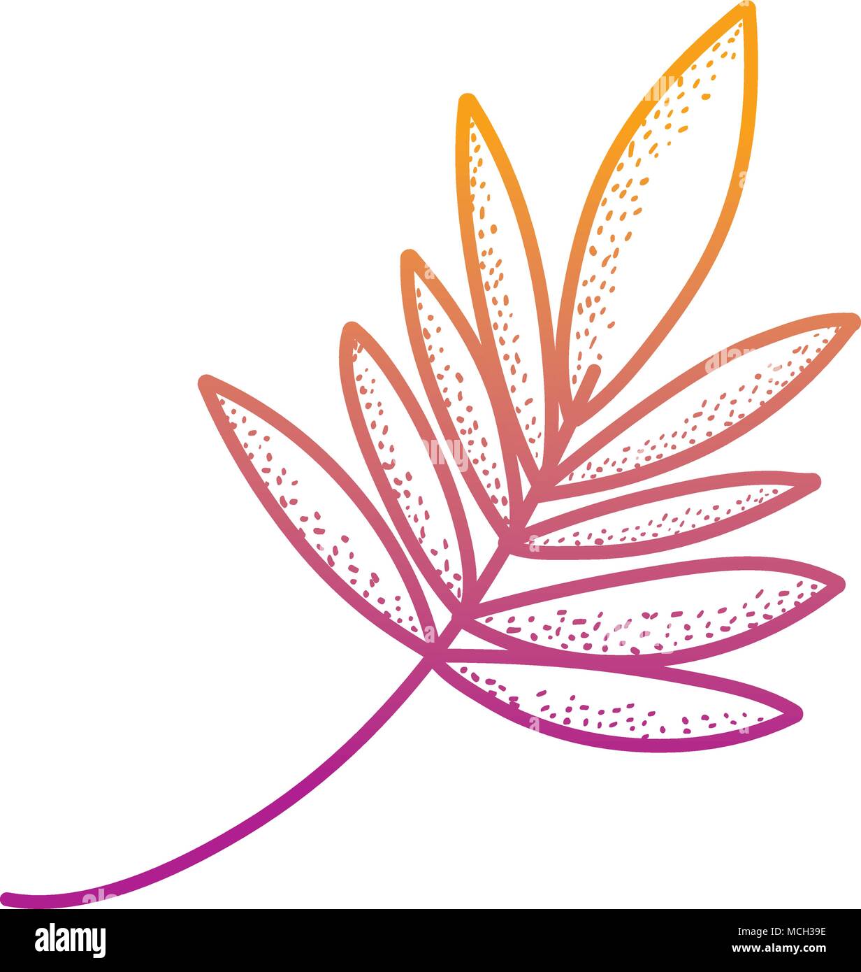 degraded line tropical plant branch with nature leaves vector ...