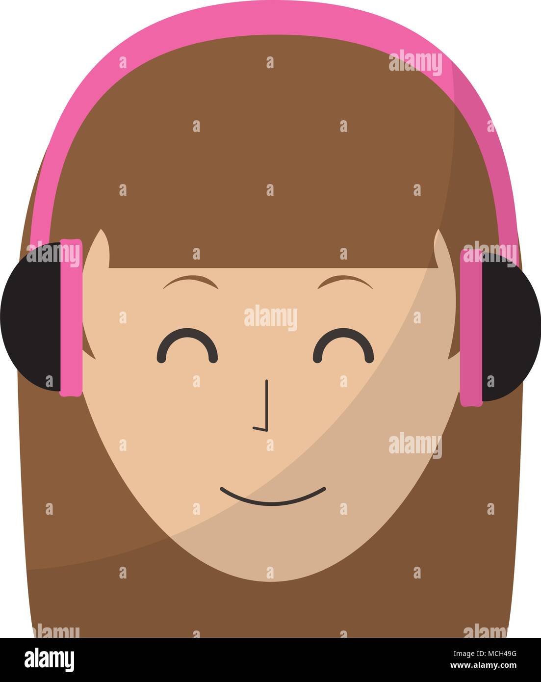 happy avatar woman with headphones and hairstyle vector illustration ...