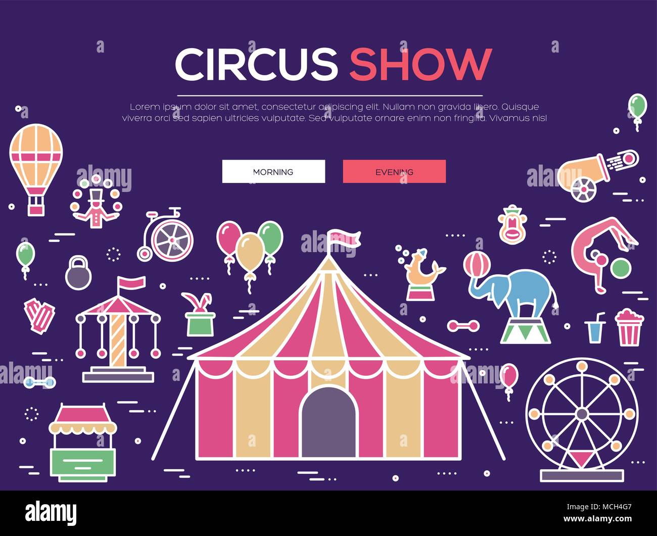 Premium quality circus outline icons collection set. Festival linear ...