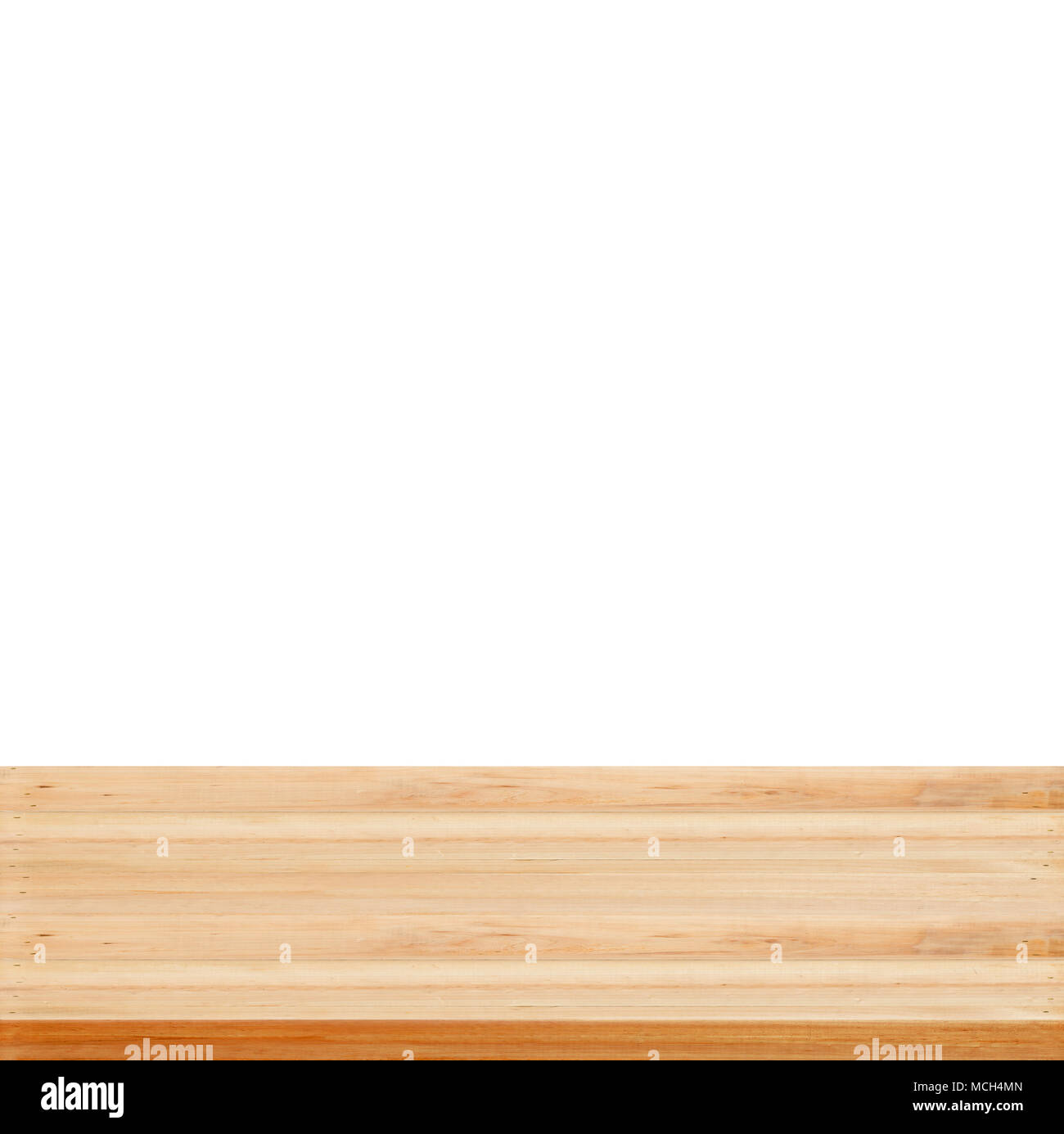 Closeup Clear wooden studio background on white background - wel Stock ...