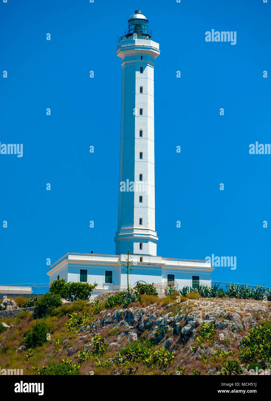 the white lighthouse of Santa Maria di Leuca, Italy Stock Photo - Alamy