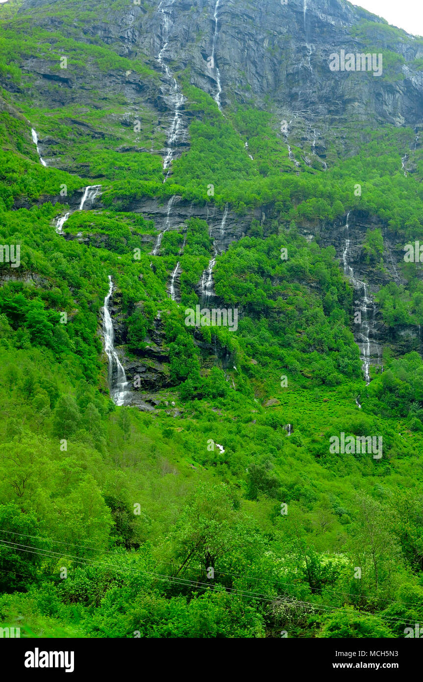 Landscapes of Norway with its mountains and green fields Stock Photo ...
