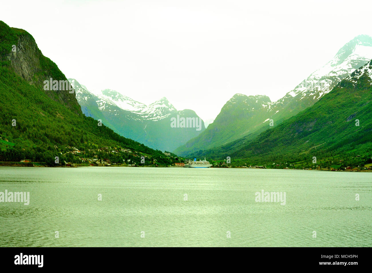 Landscapes of Norway with its mountains and green fields Stock Photo ...
