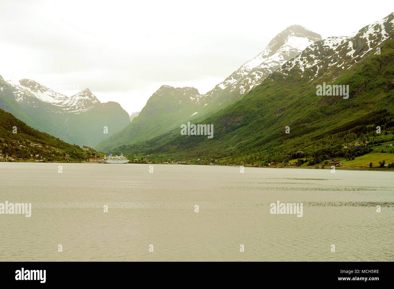 Landscapes of Norway with its mountains and green fields Stock Photo ...