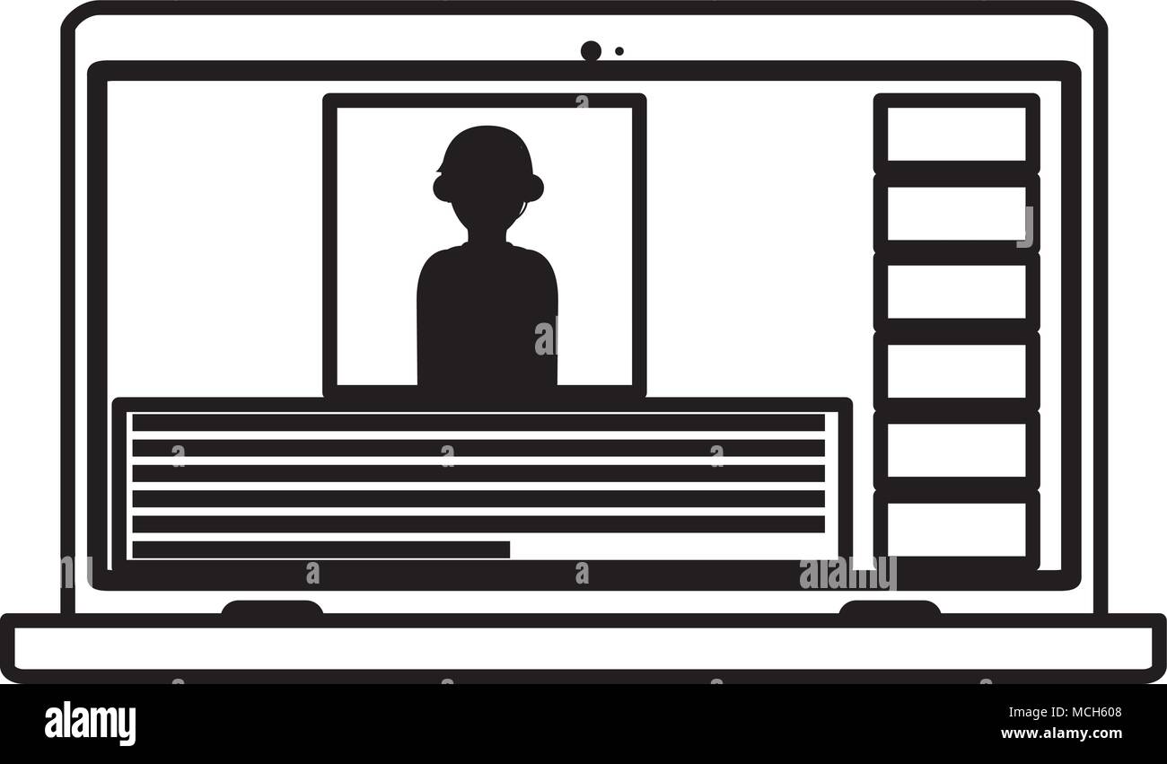 line screen laptop in internet website technology vector illustration ...