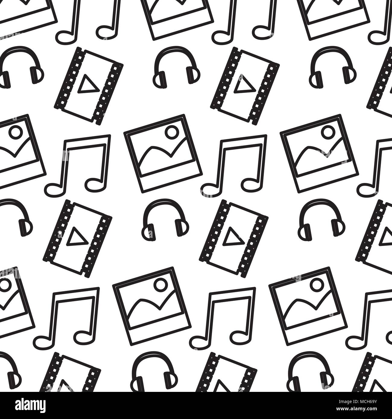 line multimedia film studio equipment background vector illustration ...