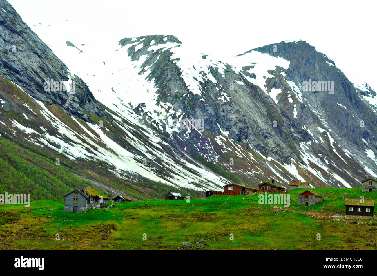 Landscapes of Norway with its mountains and green fields Stock Photo ...