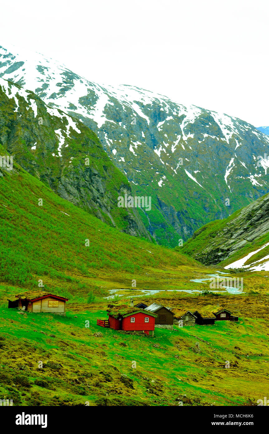 Landscapes of Norway with its mountains and green fields Stock Photo ...