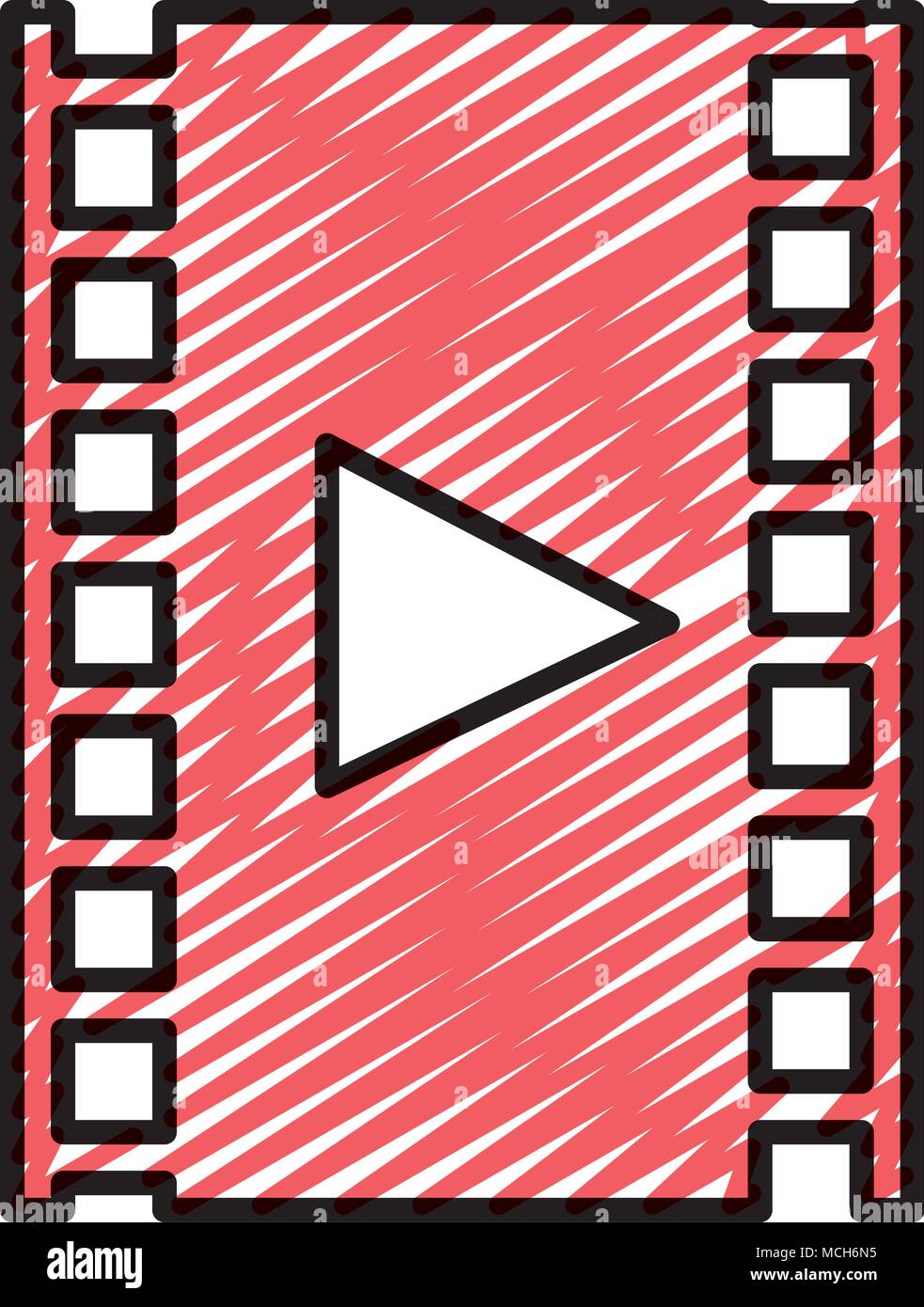 doodle digital reel multimedia play video vector illustration Stock ...