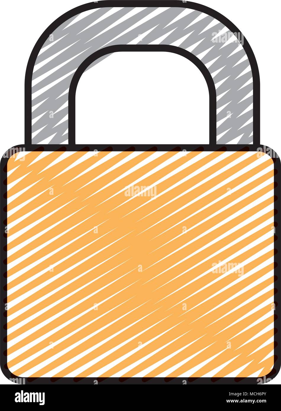 doodle close padlock security and protect information vector ...