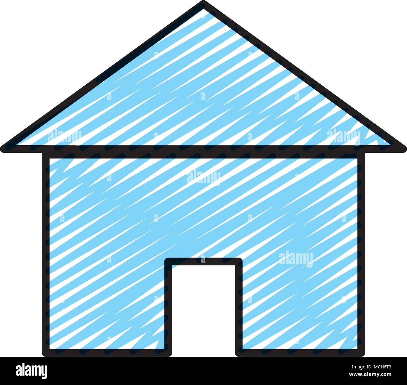 doodle pictogram house with roof and door architecture vector ...