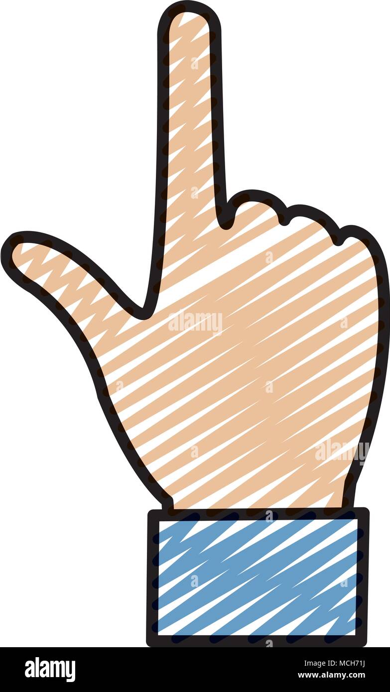 doodle index finger up gesture sign vector illustration Stock Vector ...