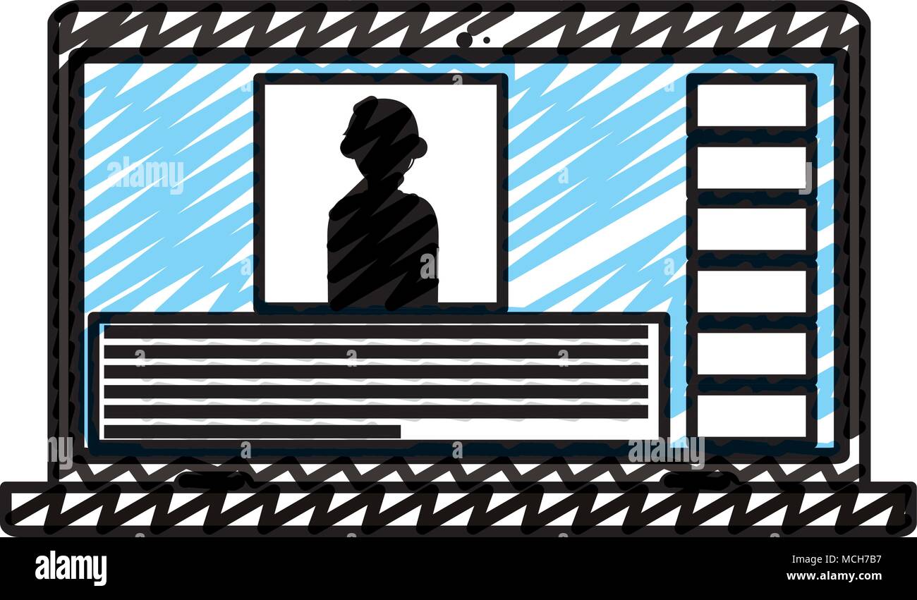 doodle screen laptop in internet website technology vector illustration ...
