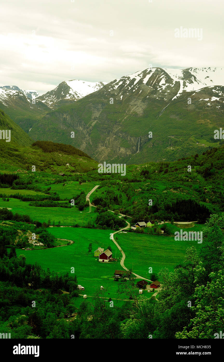 Landscapes of Norway with its mountains and green fields Stock Photo ...