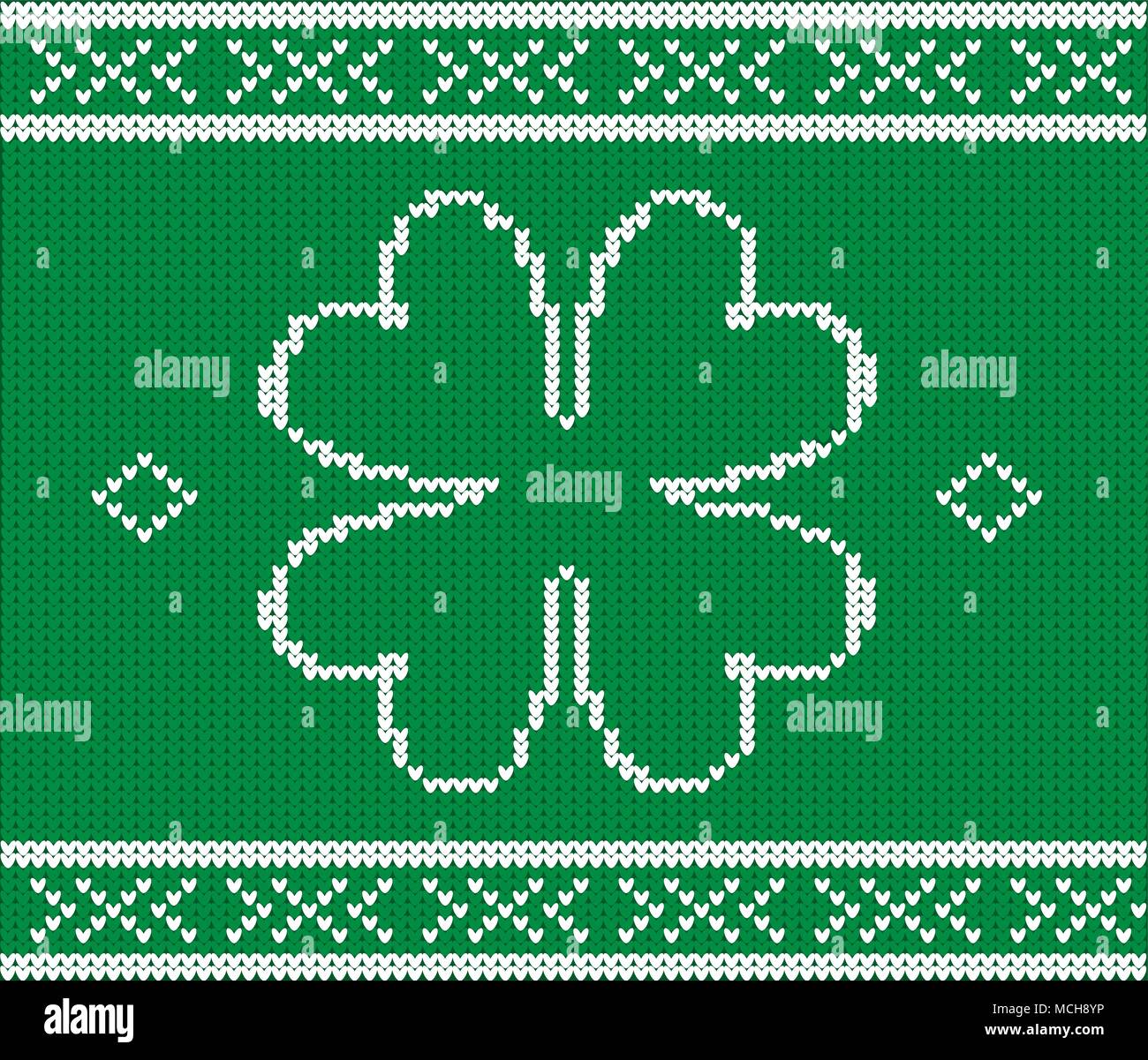 Vector sweater pattern for St. Patrick’s Day with green colour ...