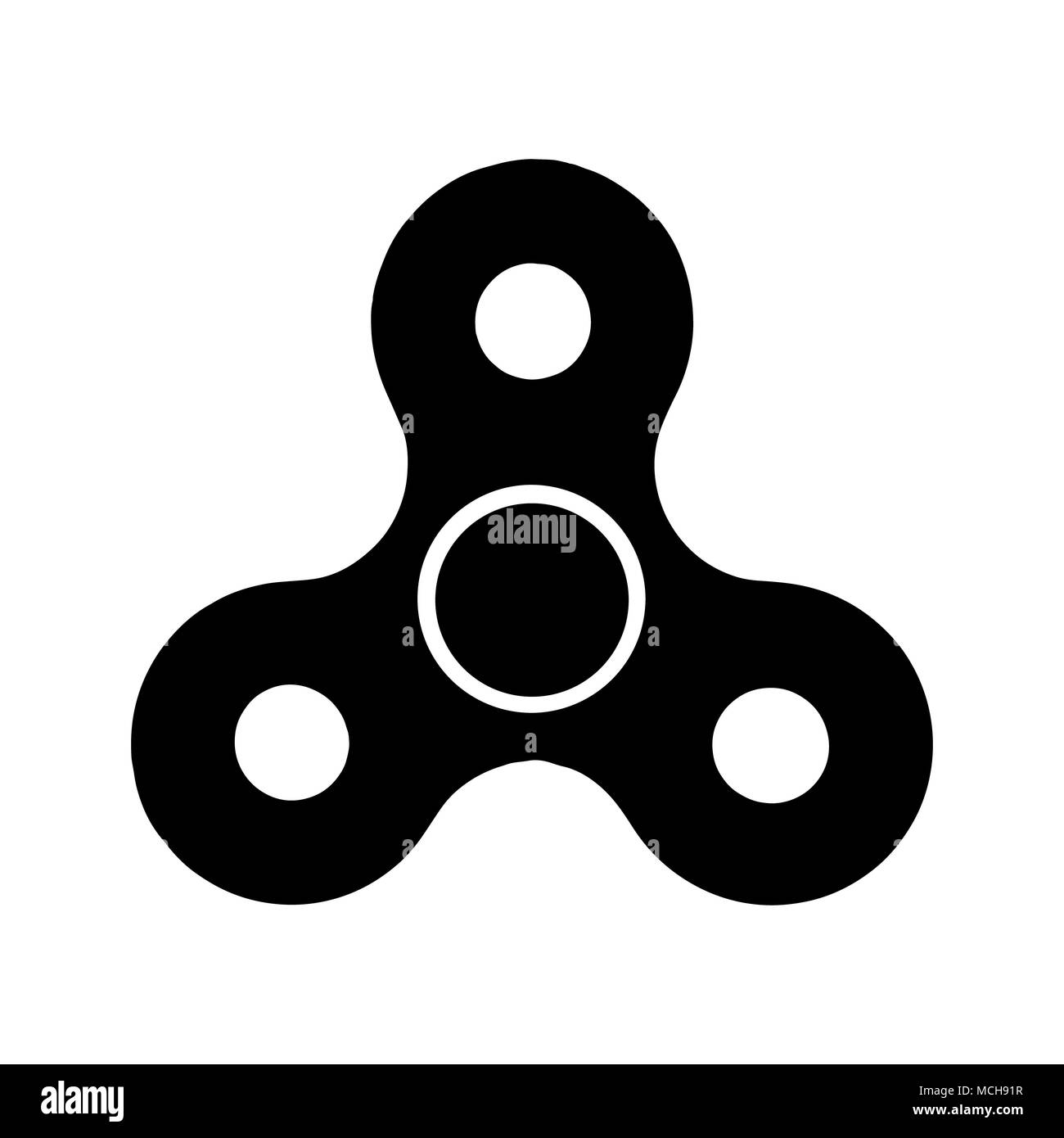 Vector image of black silhouette of spinner icon isolated on white ...