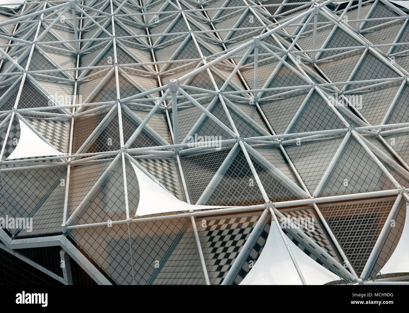 The roof of the Suntech convention Centre, Singapore, in tight crop ...