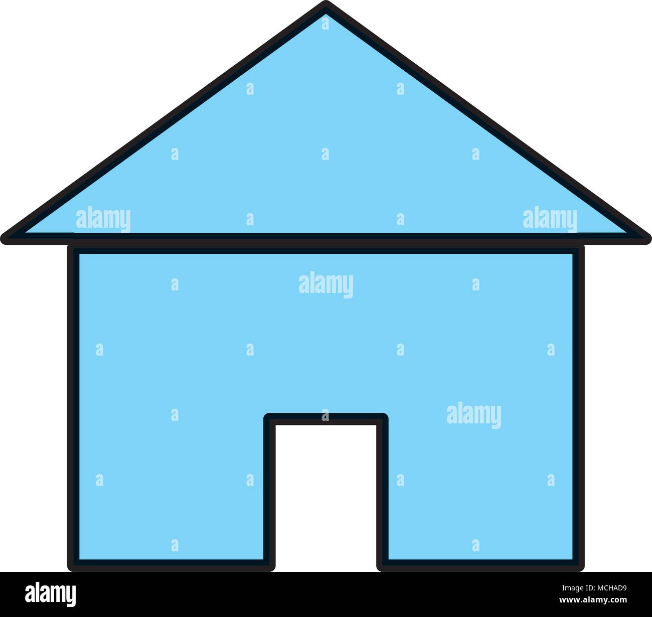 color pictogram house with roof and door architecture vector ...