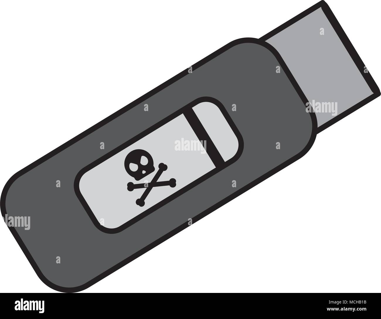 color memory usb technology with danger skull vector illustration Stock ...