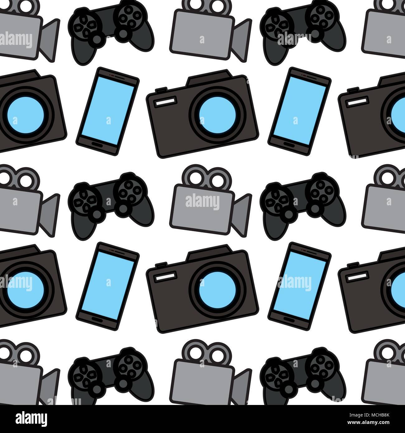 color smartphone with video technology and game controller background ...