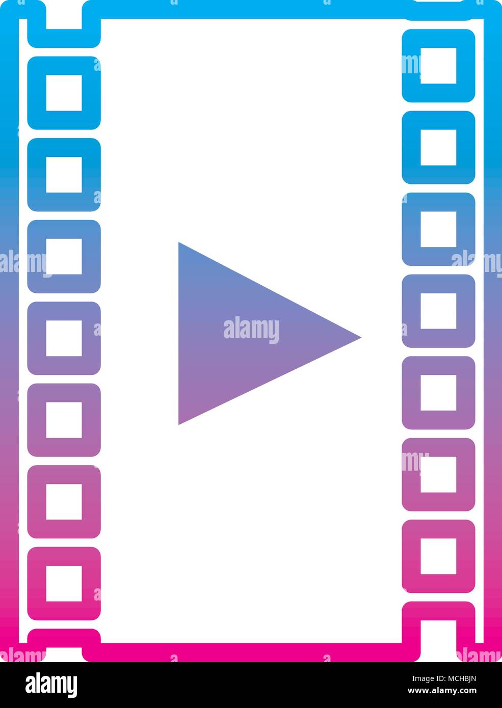 degraded line digital reel multimedia play video vector illustration ...