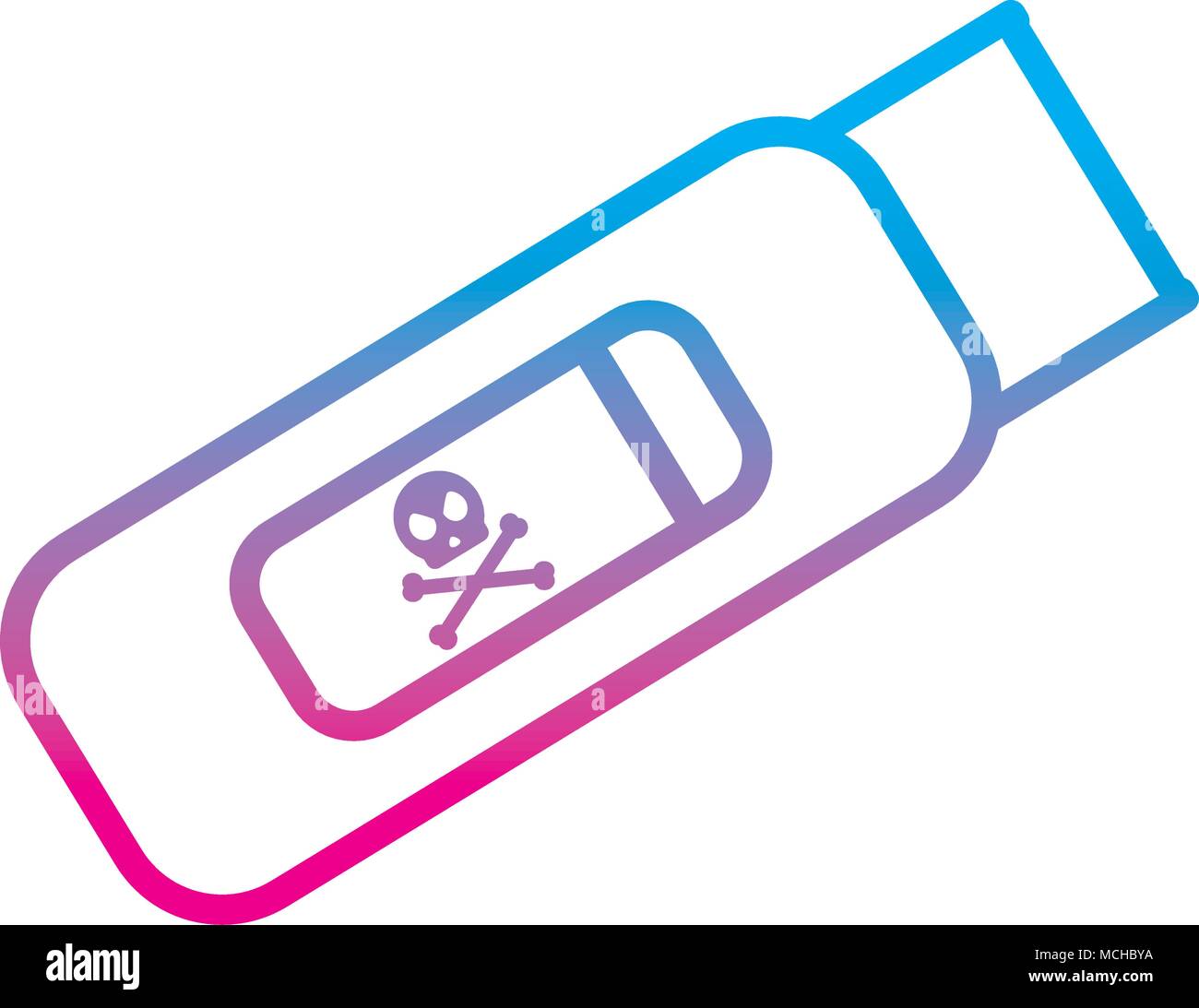 degraded line memory usb technology with danger skull vector ...