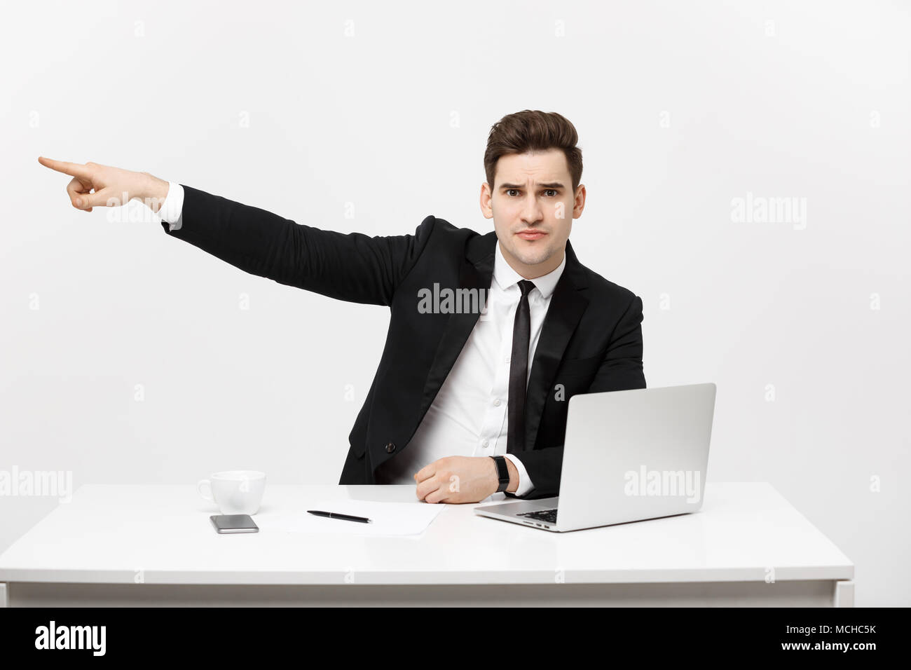 Business Concept: Portrait of handsome businessman dressed in suit ...