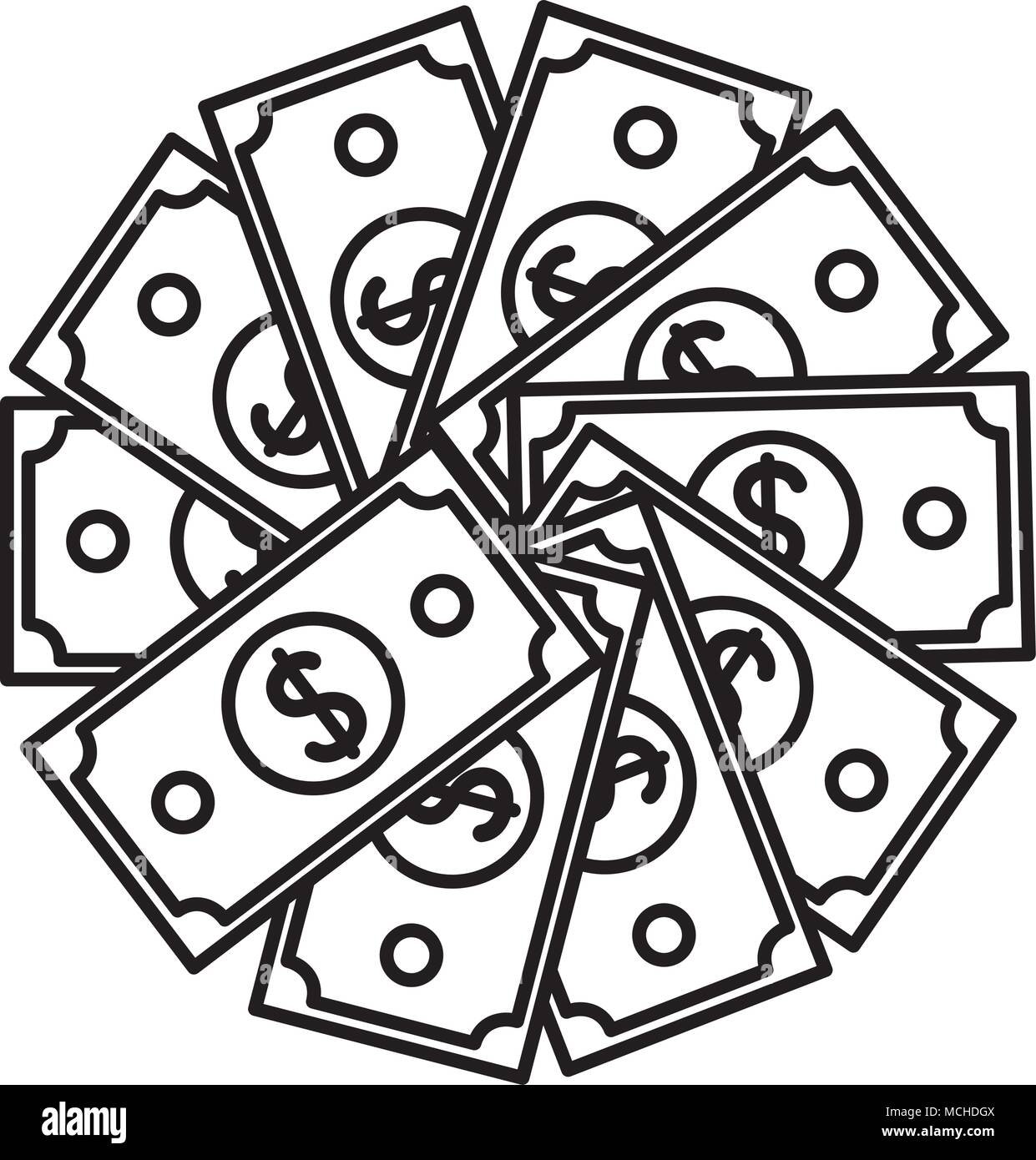 line economy bill finance cash money vector illustration Stock Vector ...