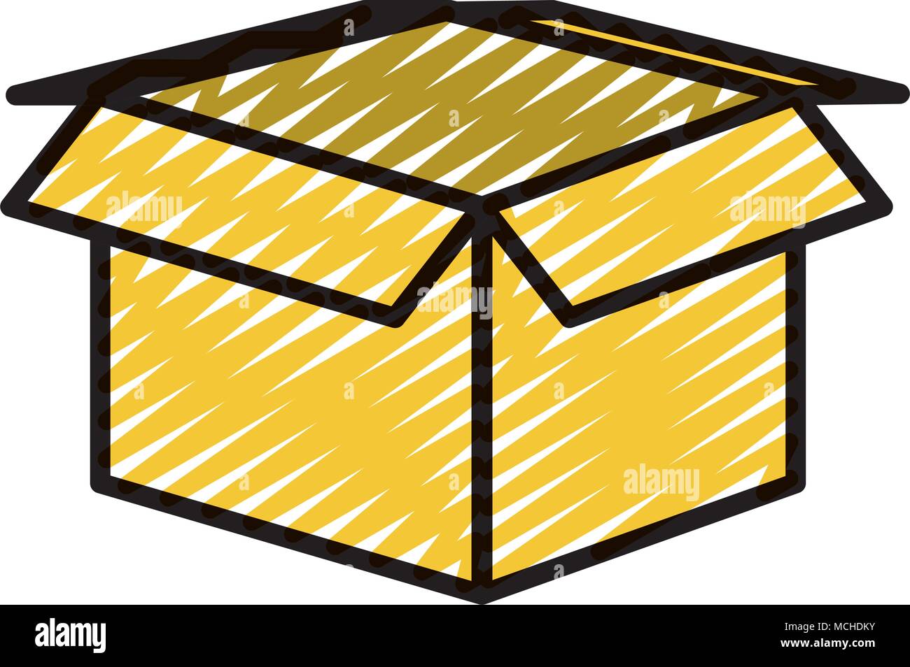 doodle open box package delivery object vector illustration Stock ...