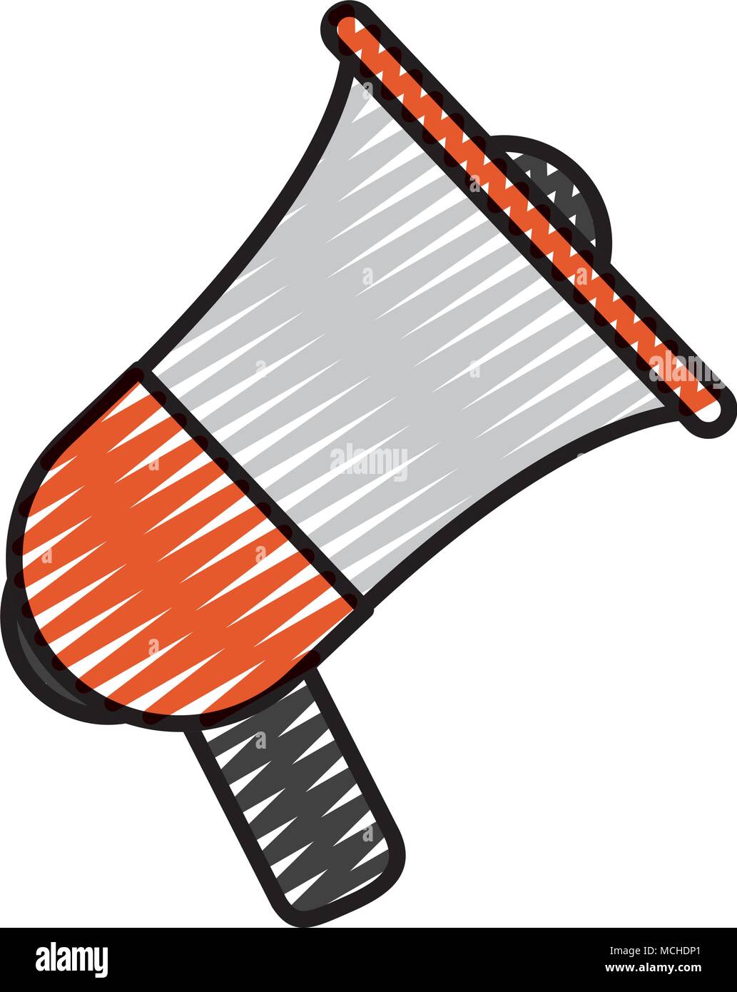 doodle megaphone horn speaker attention message vector illustration ...