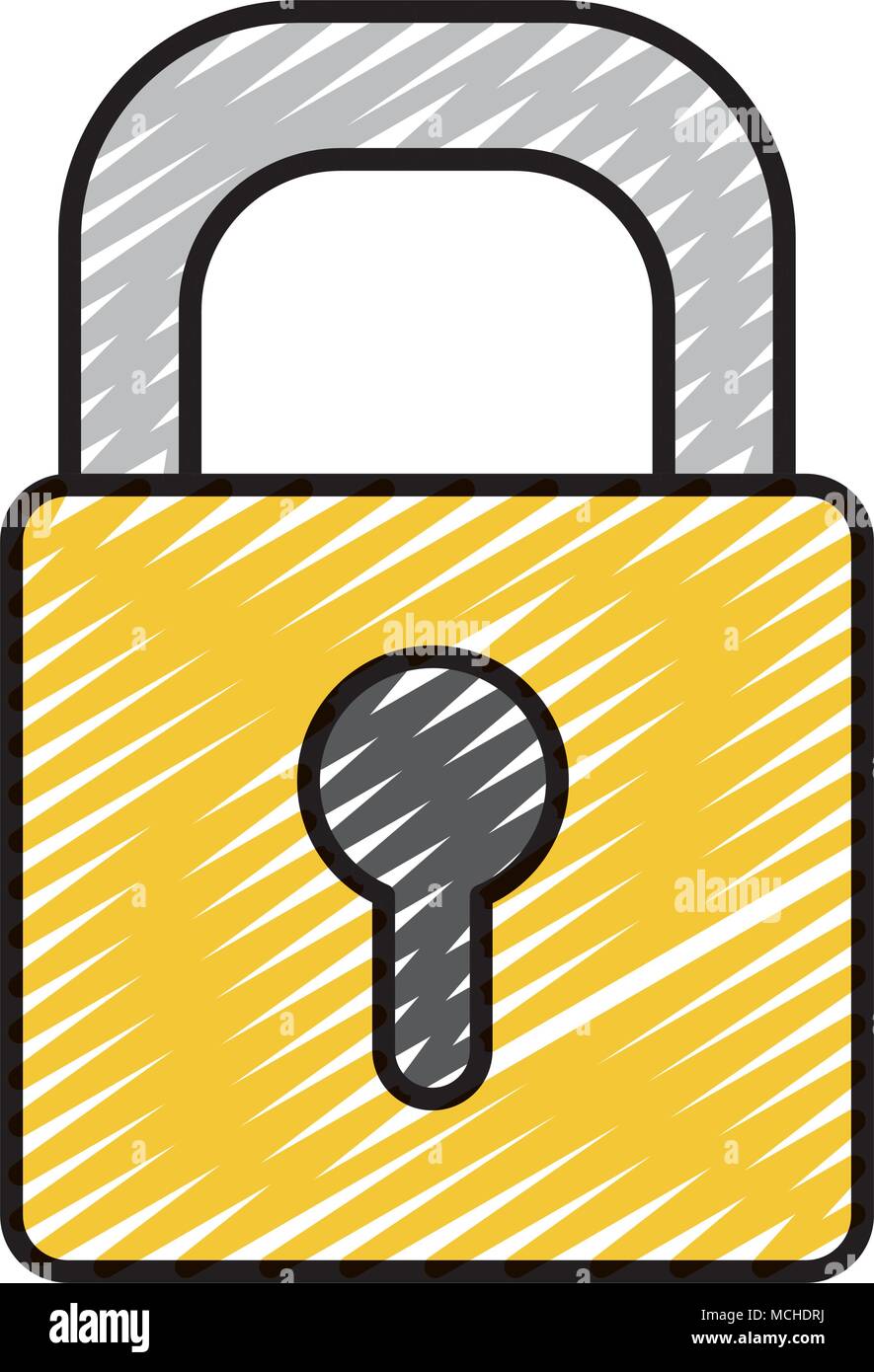 doodle close security padlock object protection vector illustration ...