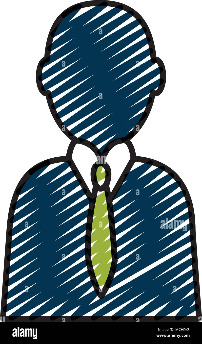doodle pictogram man with elegant suit and tie vector illustration ...