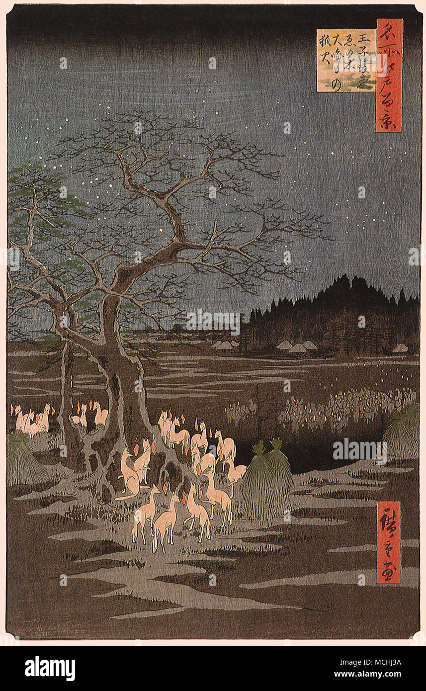 Oji: The Fox-Fires at the Changing Tree on New Year's Eve Stock Photo ...