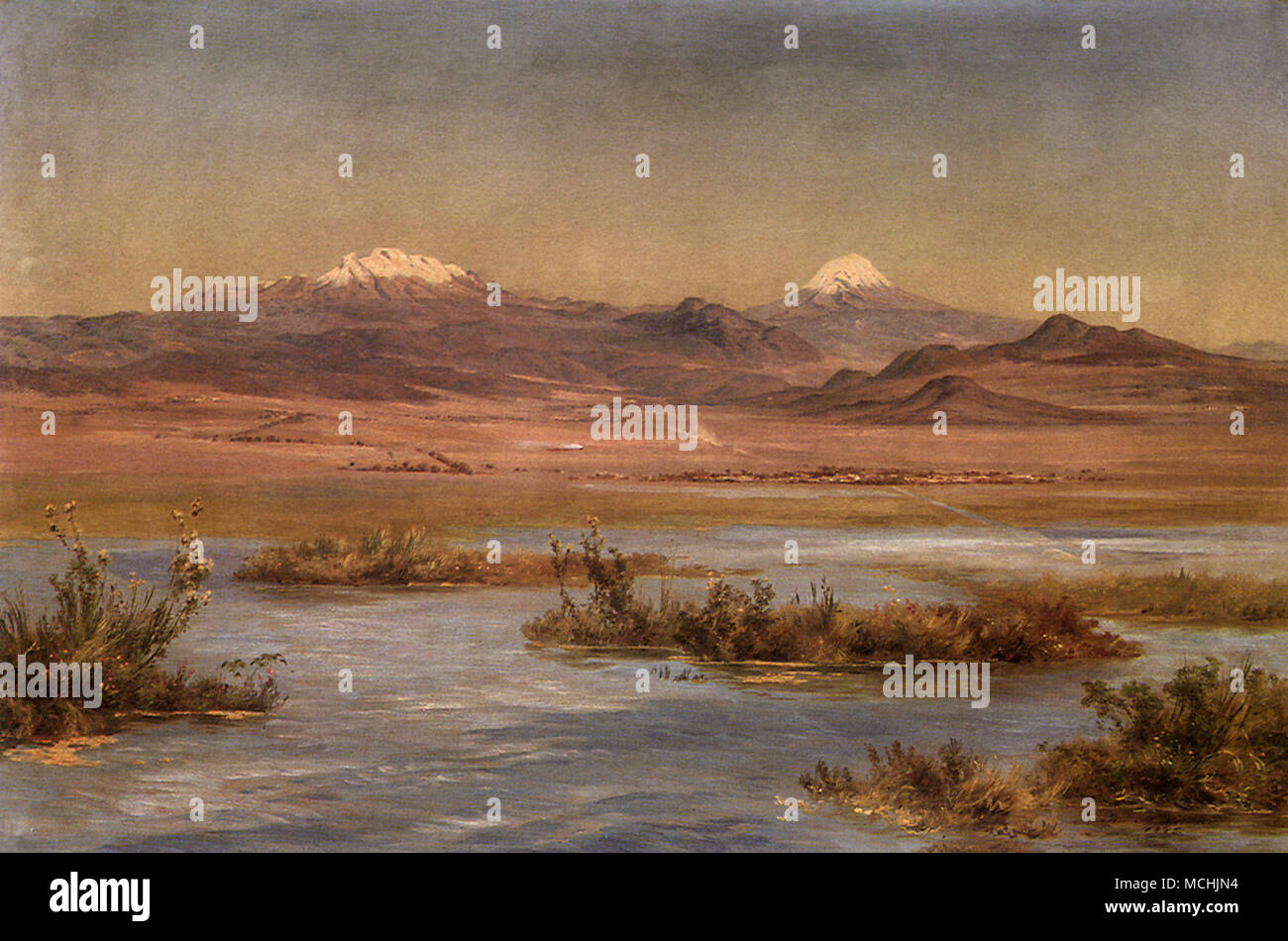 Mexican Landscape with Lake Chalco Stock Photo - Alamy