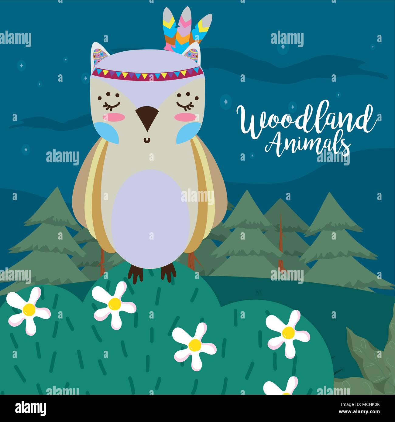 Owl woodland animals cute cartoons vector illustration graphic design ...