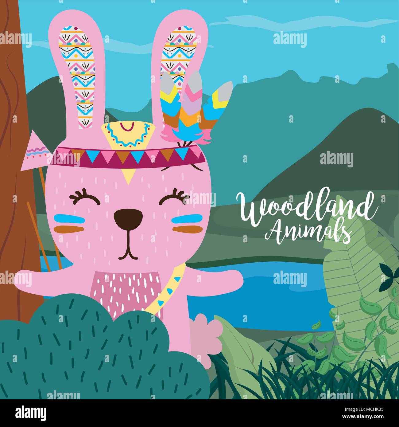 Rabbit woodland animals cute cartoons vector illustration graphic ...