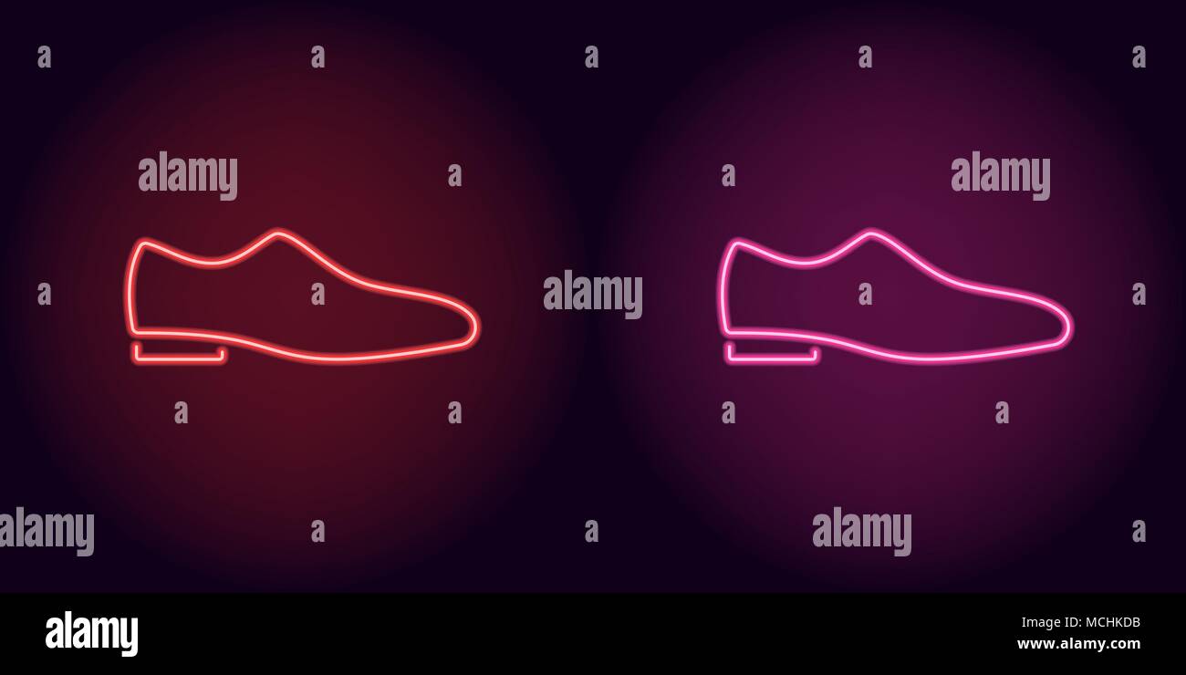 Neon man shoe in red and pink color. Vector illustration of man shoe ...