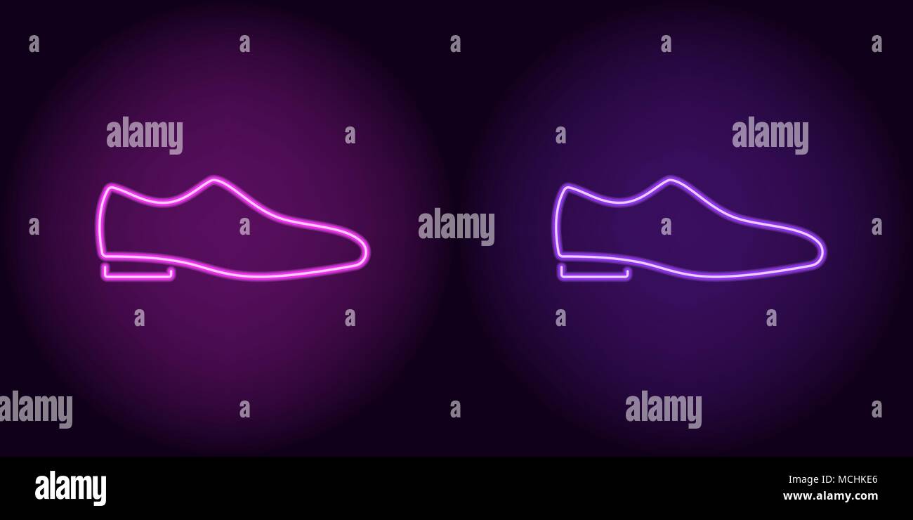 Neon man shoe in purple and violet color. Vector illustration of man ...