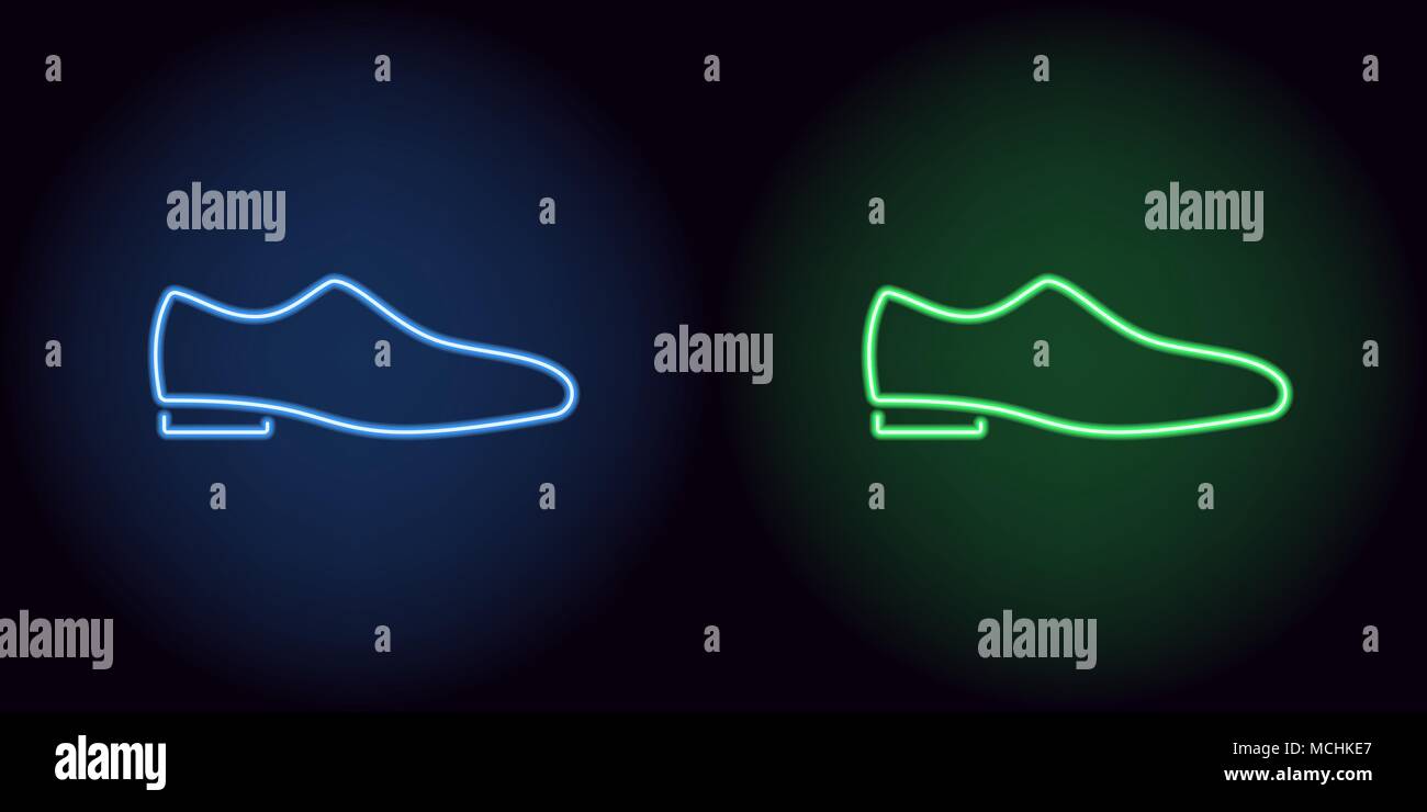 Neon man shoe in blue and green color. Vector illustration of man shoe ...
