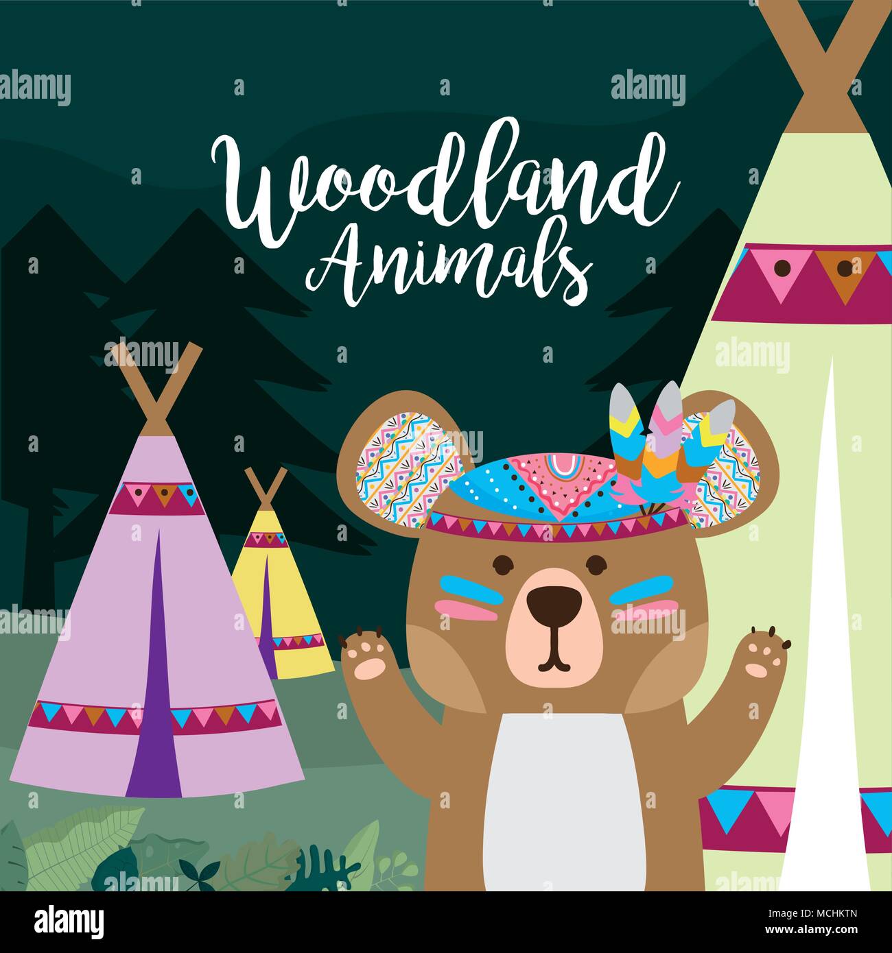 Bear woodland animals cute cartoons vector illustration graphic design ...