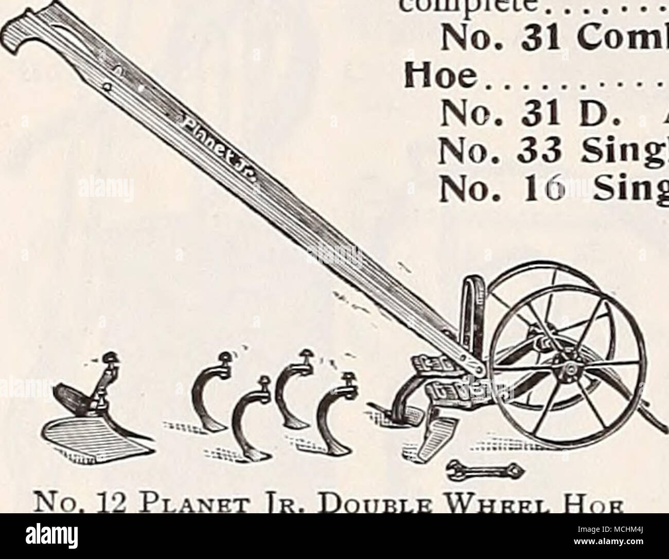 12 Planht Jr. Double Wheel Hoe cut.). Hoes, No Stock Photo - Alamy