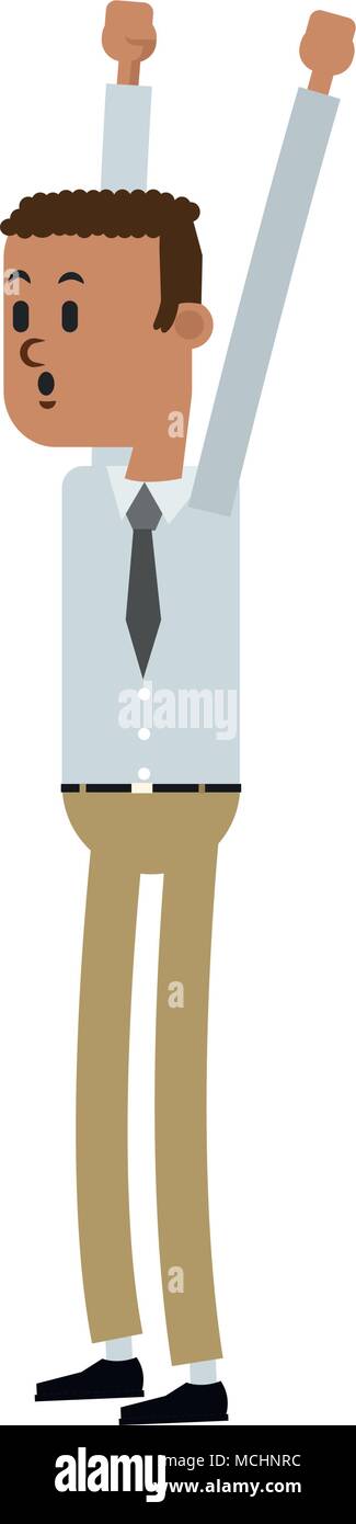 Businessman funny hands up character hi-res stock photography and ...