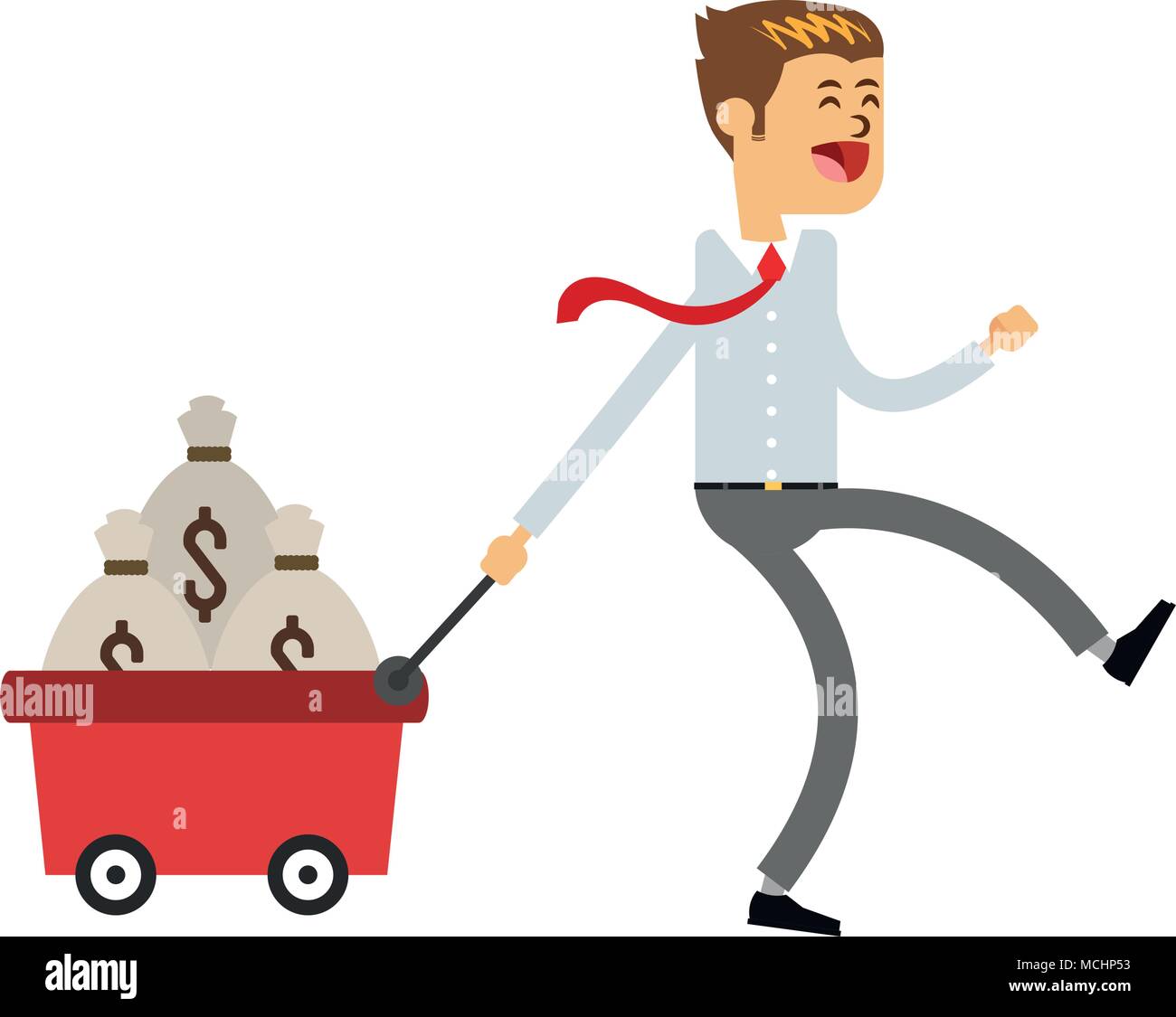 Businessman pulling cart with money Stock Vector Image & Art - Alamy